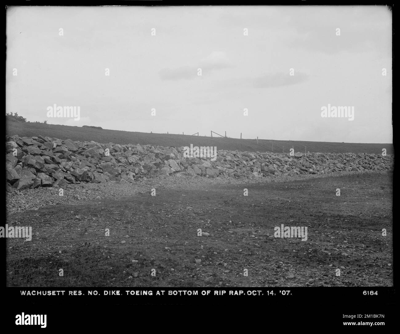 Wachusett Reservoir, North Dike, toeing at bottom of riprap, Clinton ...
