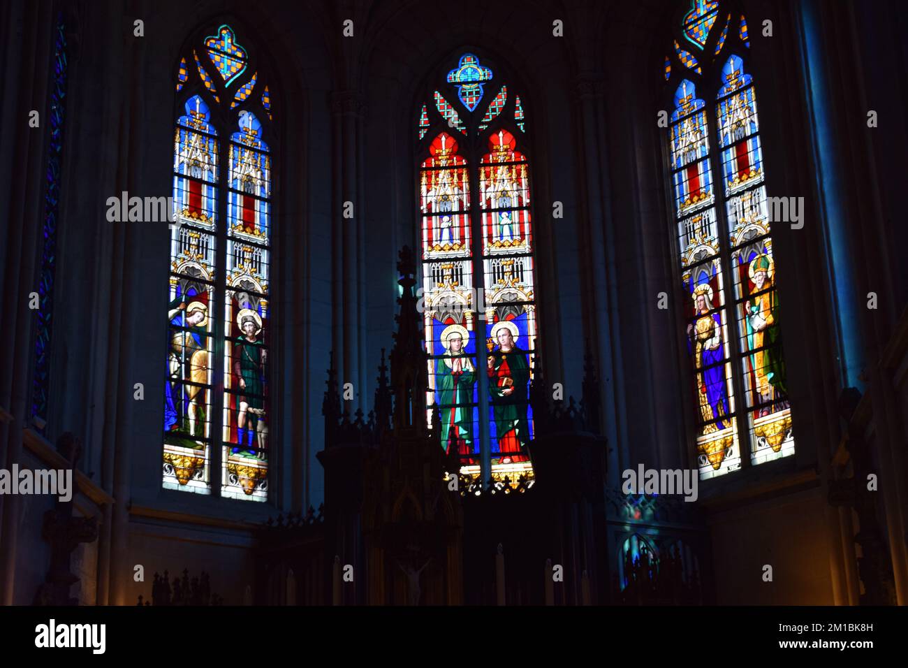 A colorful glass mosaic of Christ inside a church Stock Photo - Alamy
