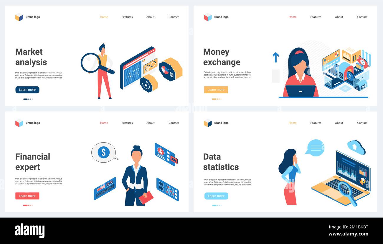 Analysis of market data statistics, advice by financial expert, money exchange and trade set ...