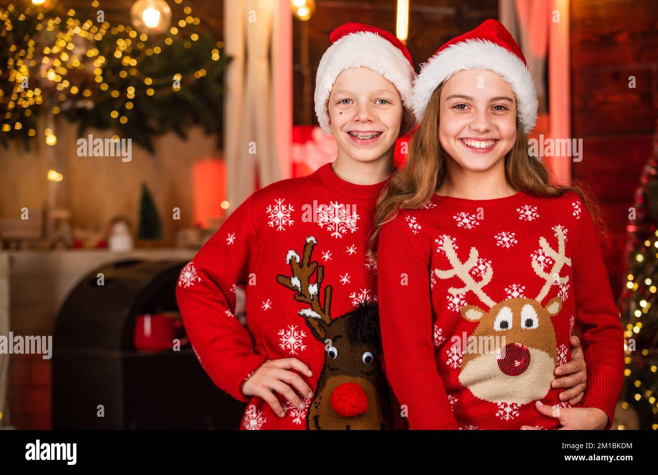 Boy And Girl Santa