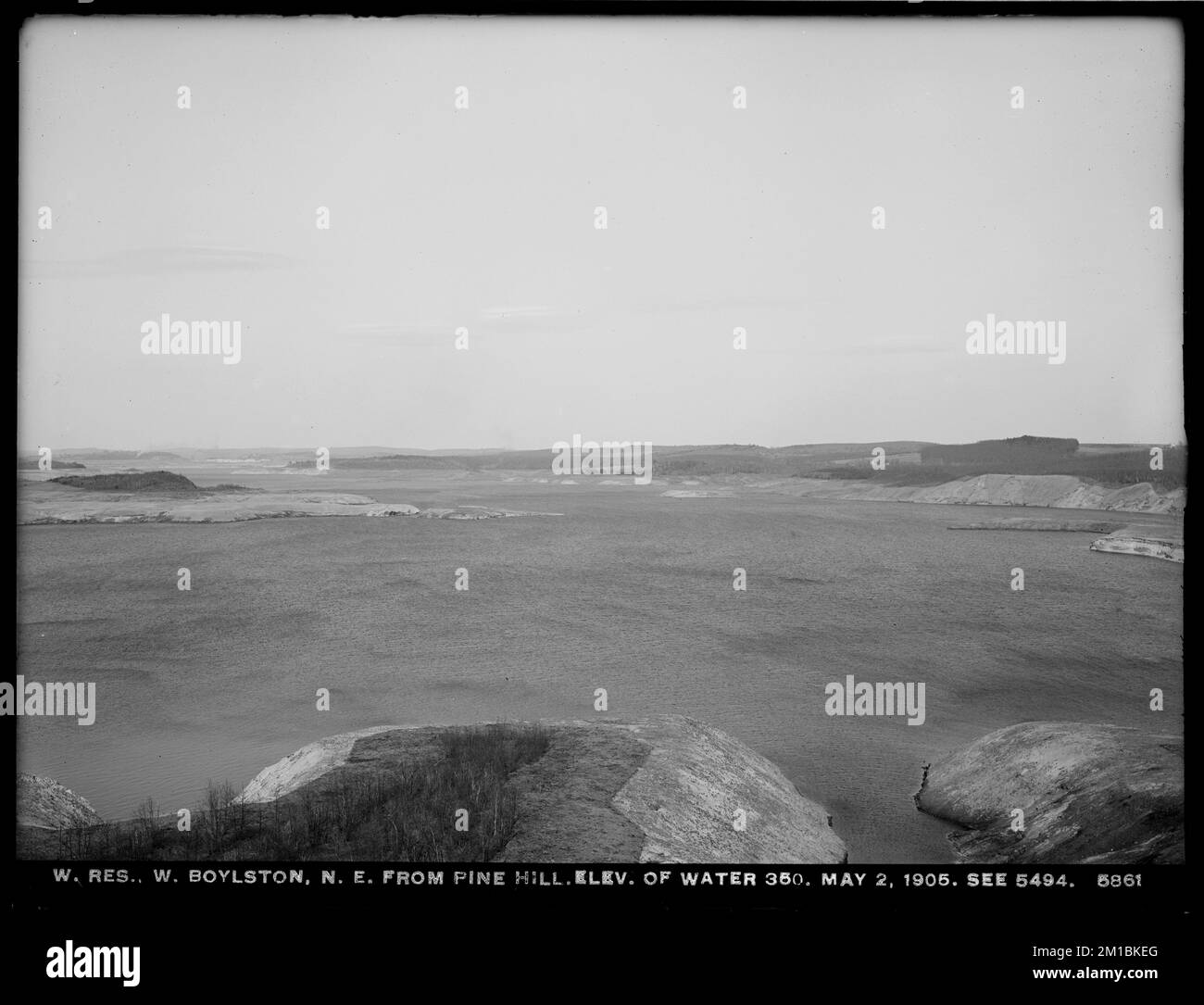 Wachusett Reservoir, northeasterly from Pine Hill, elevation of water ...