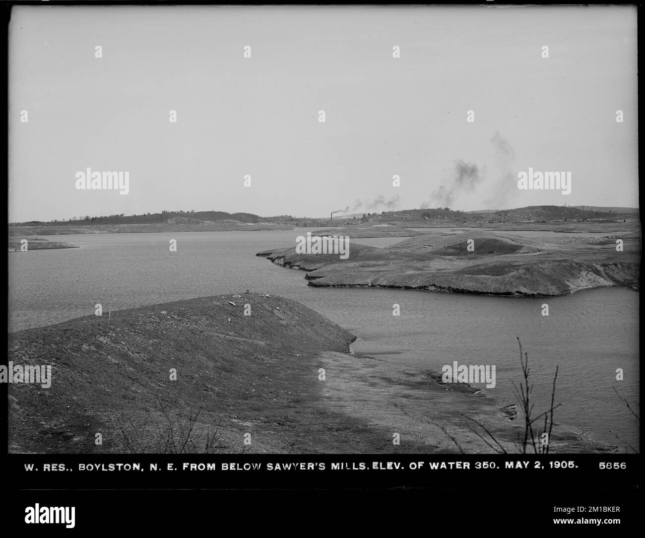 Wachusett Reservoir, northeasterly from below Sawyer's Mills, elevation ...