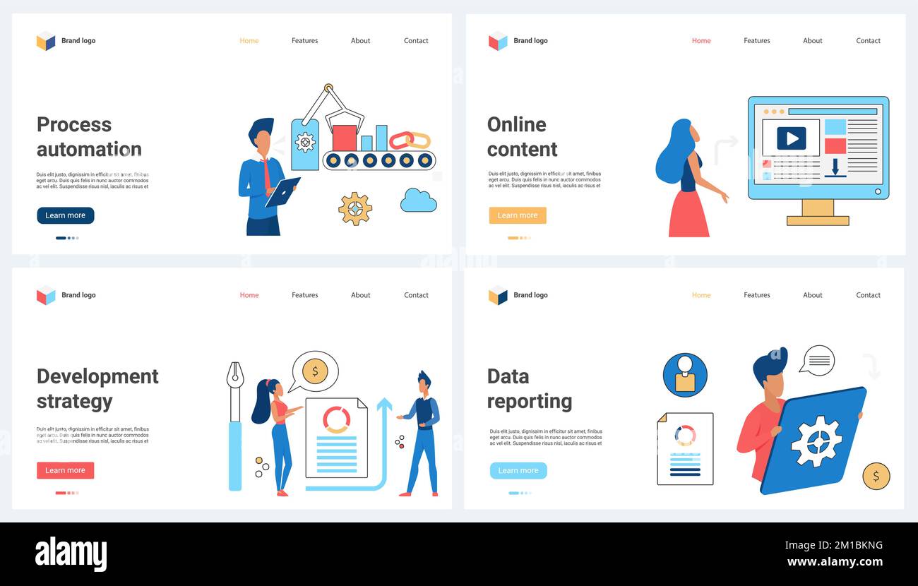 Business process automation and digital strategy development, online content and data report set ...