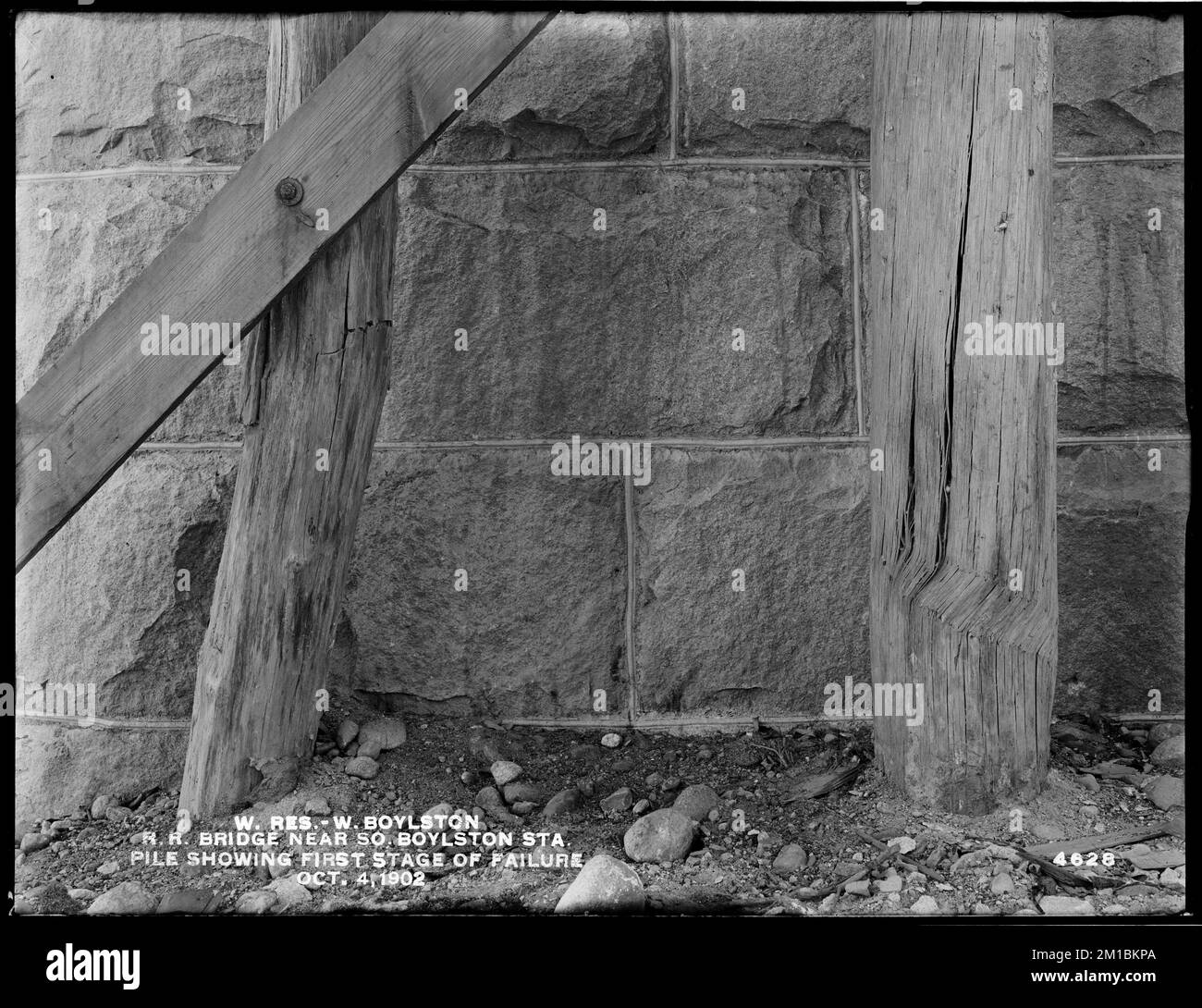 Wachusett Reservoir, railroad bridge near South Boylston Station, pile ...