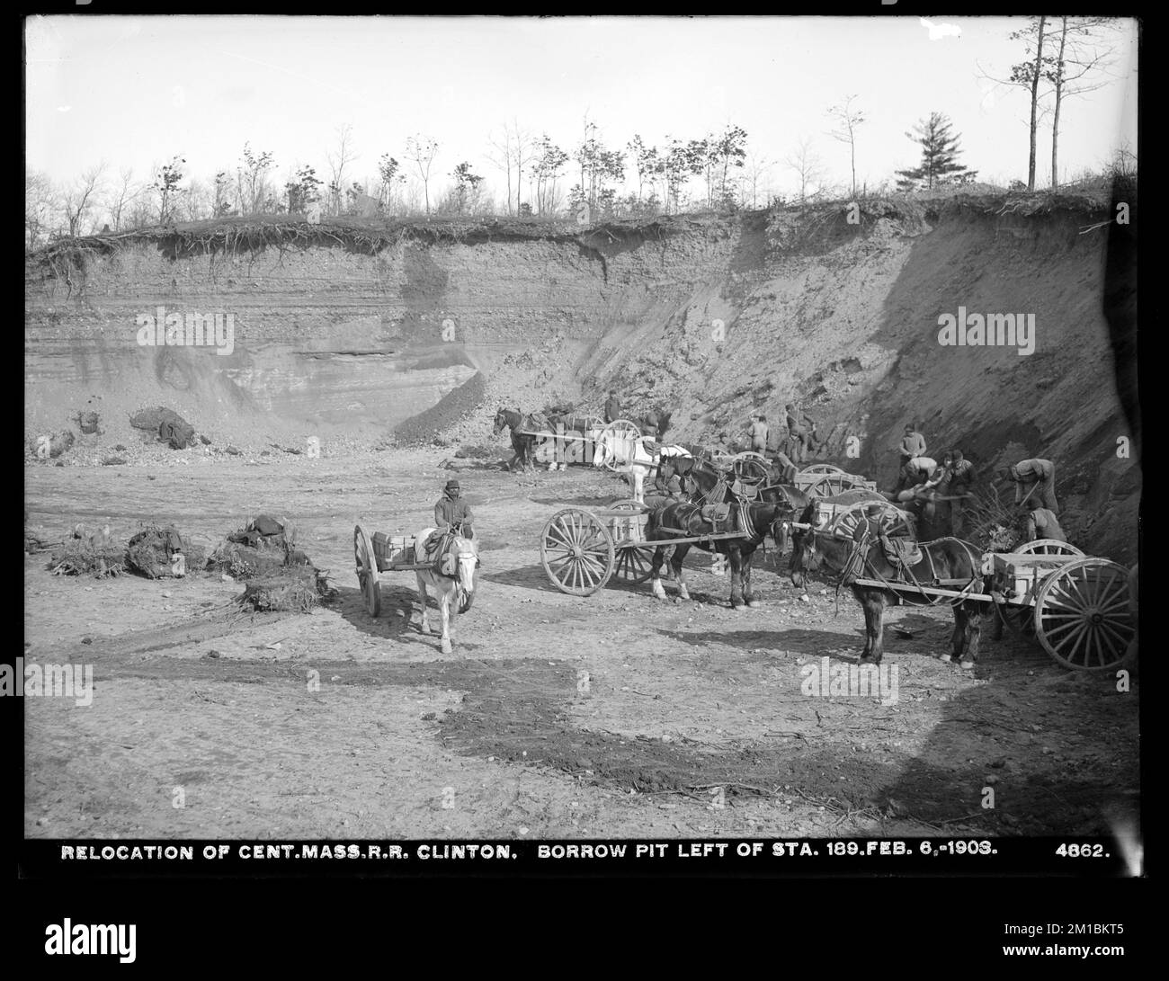 Wachusett Reservoir, relocation Central Massachusetts Railroad, borrow ...