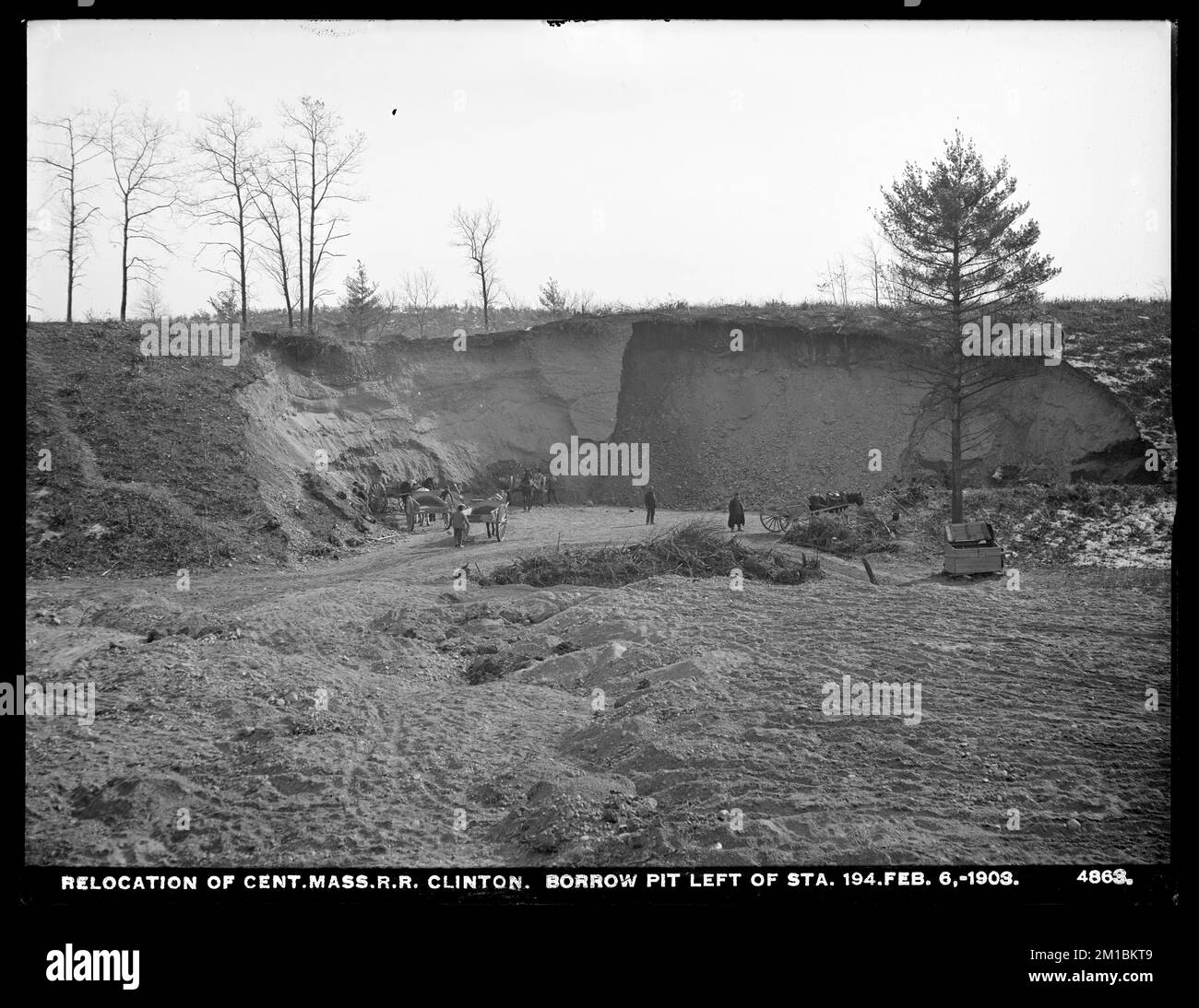 Wachusett Reservoir, relocation Central Massachusetts Railroad, borrow ...