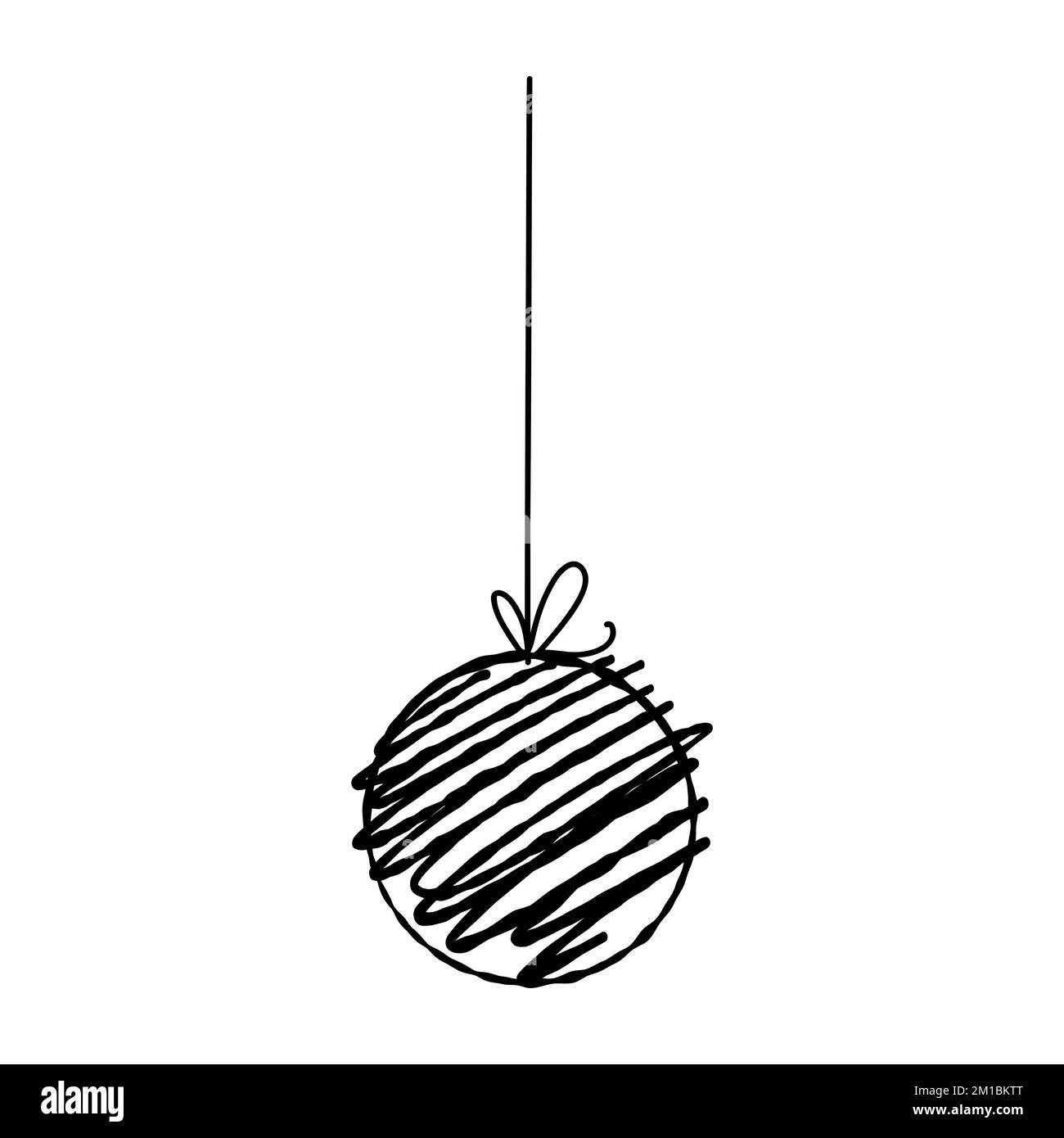Christmas hand drawn ball. Doodle garland with holiday sketchy bauble ...