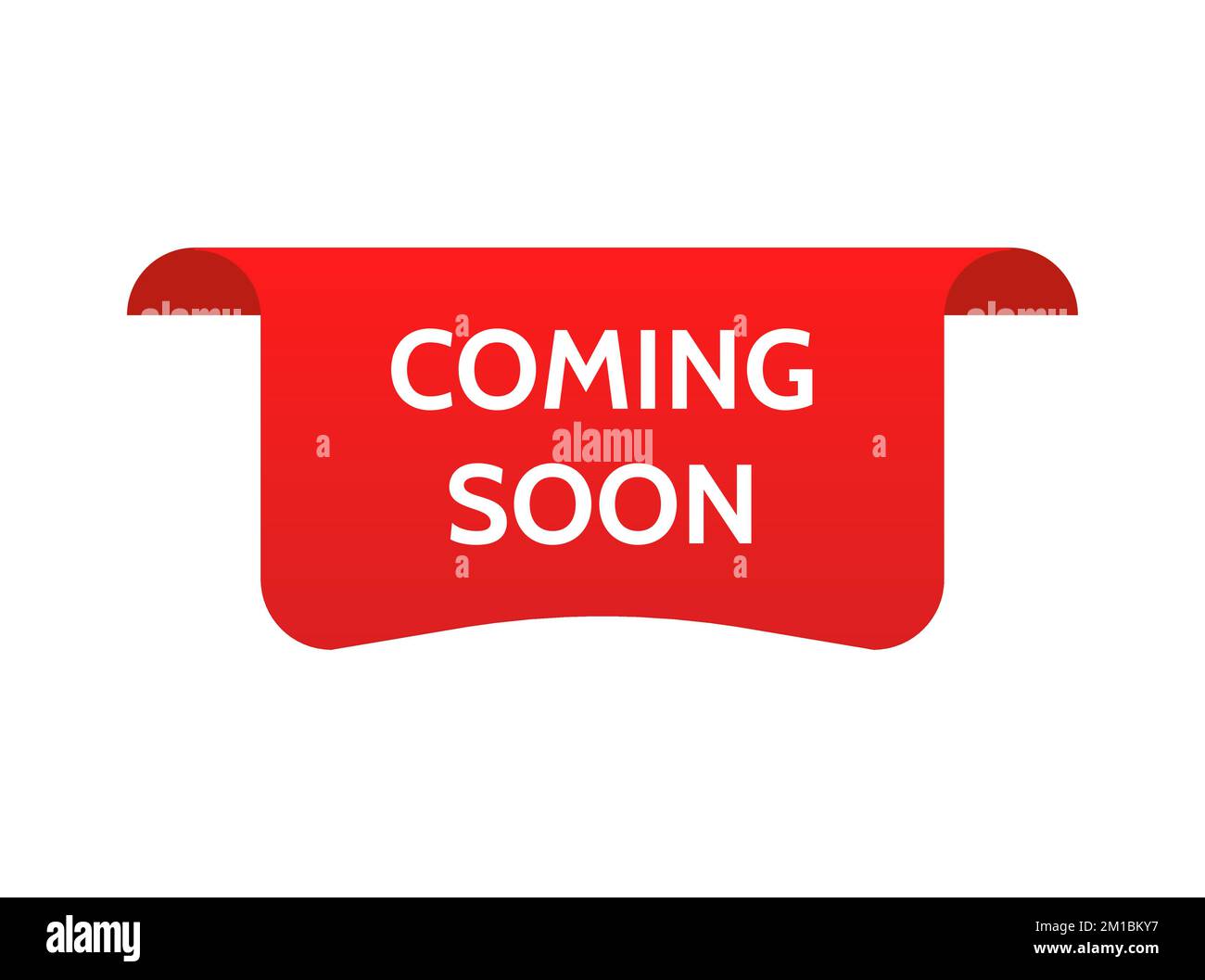 Coming soon promo labels. Red ribbons. Vector bage and banners Stock ...