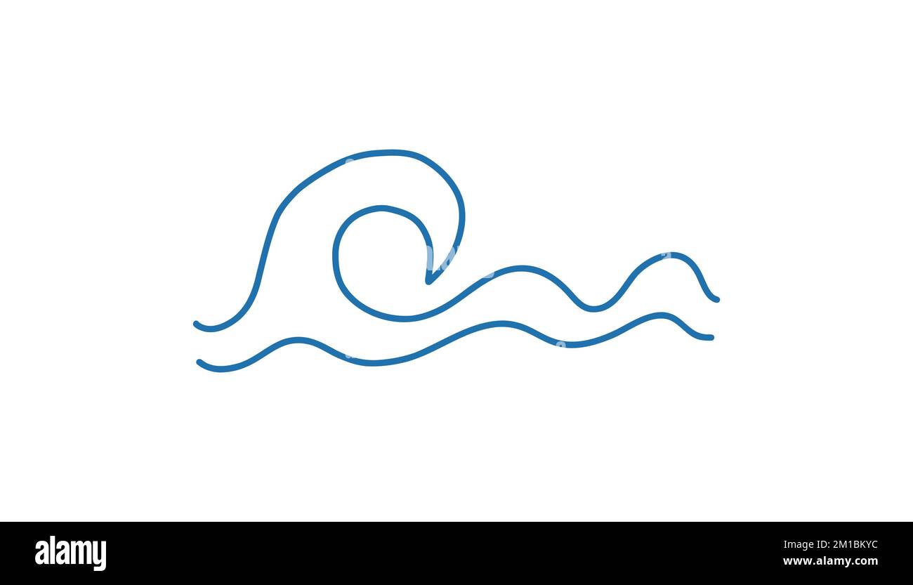 Sea wave. Doodle ocean curl waves. Vector marine outline sketch Stock ...