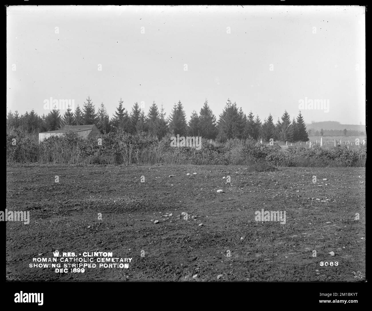 Wachusett Reservoir, Roman Catholic Cemetery, showing stripped portion ...