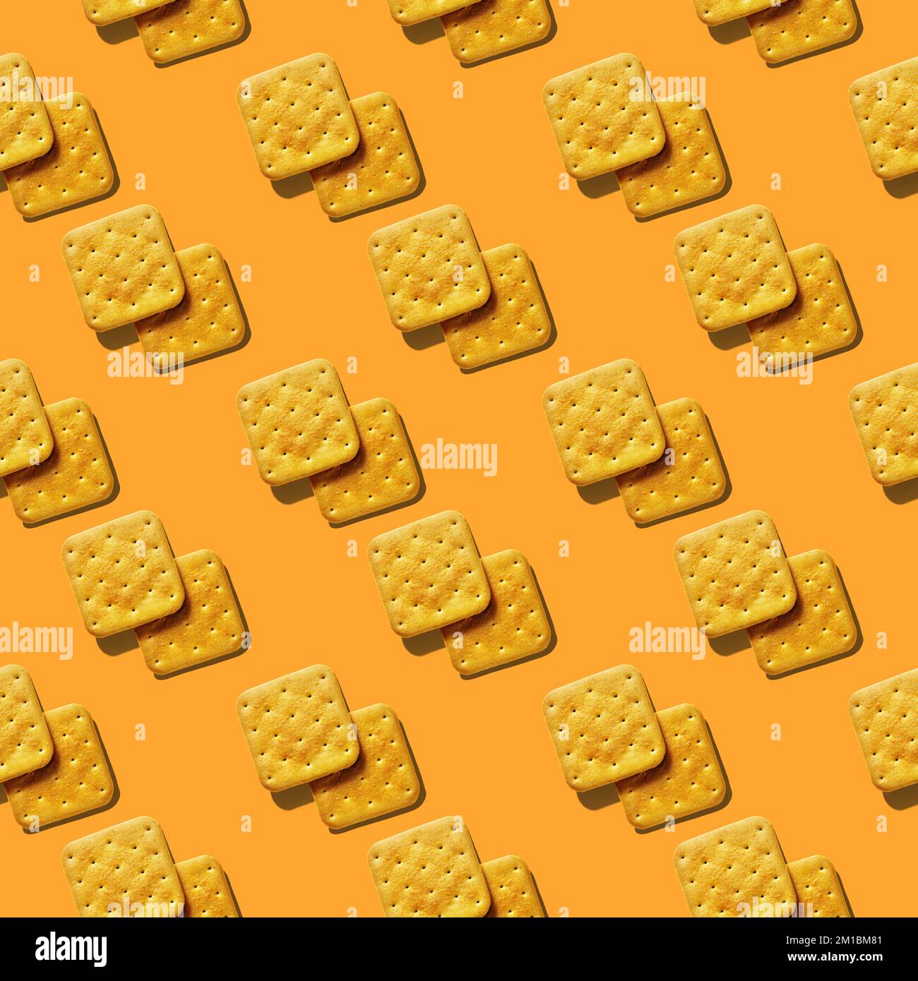 Crackers on orange background. Modern isometric seamless pattern, flat ...