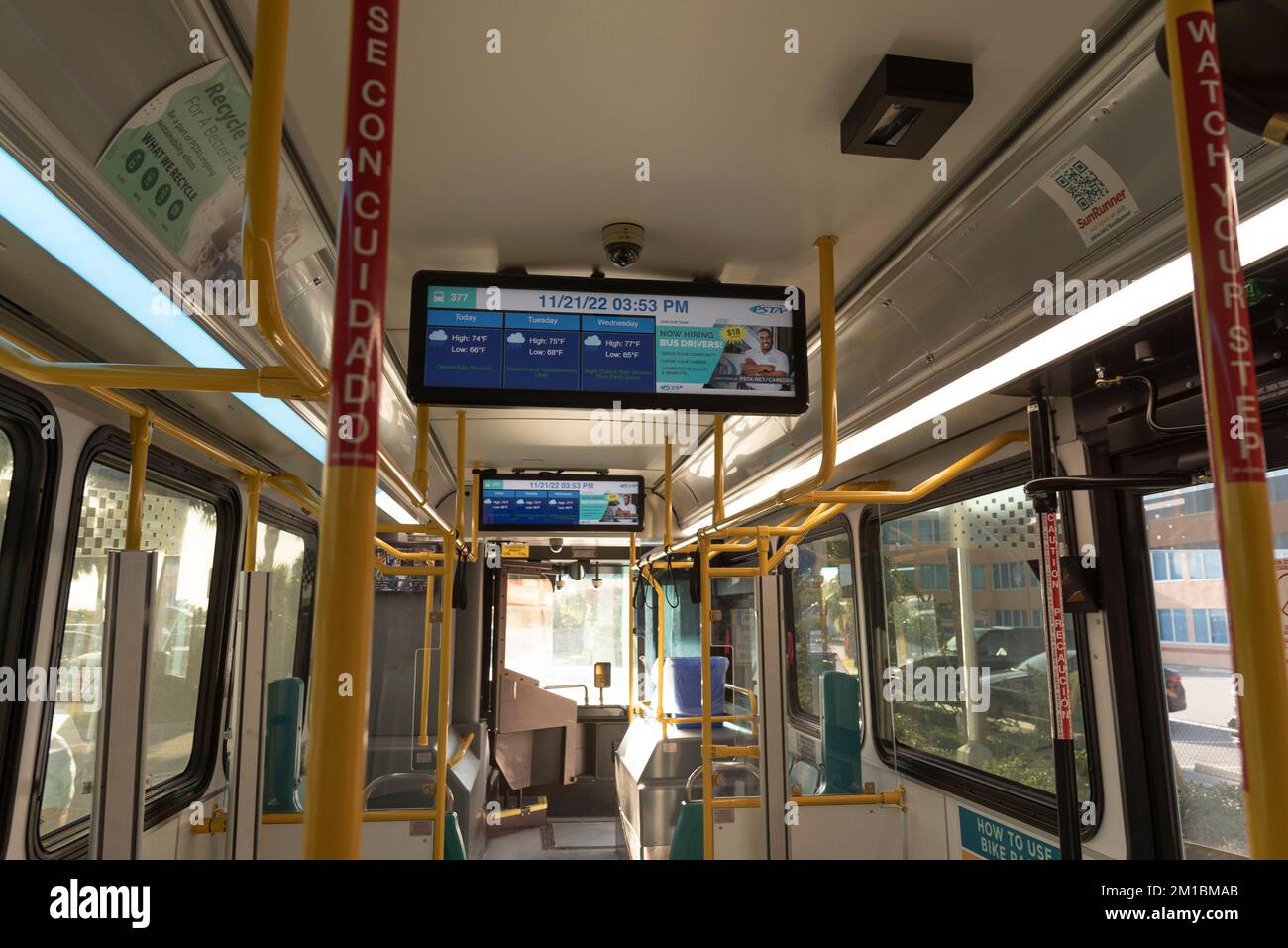St Pete's Beach Florida USA. 2022. New public passenger bus with bike ...