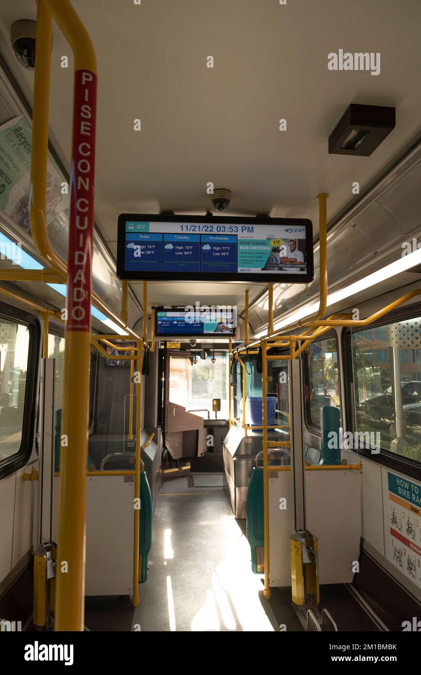 St Pete's Beach Florida USA. 2022. New public passenger bus with bike ...