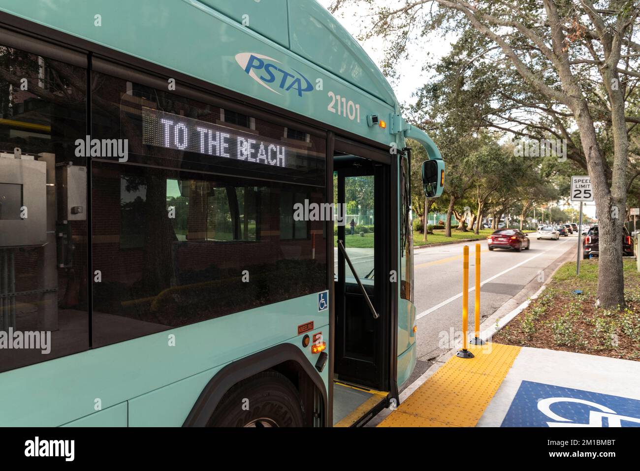 St Petersburg, Florida USA. 2022. New public passenger bus which ...