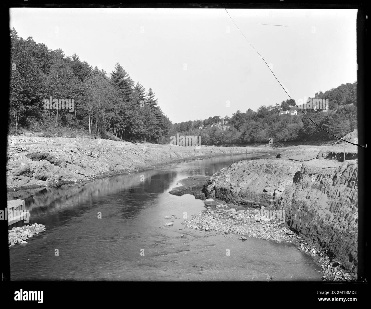 Wachusett Reservoir, site of dam, looking downstream, Clinton, Mass ...