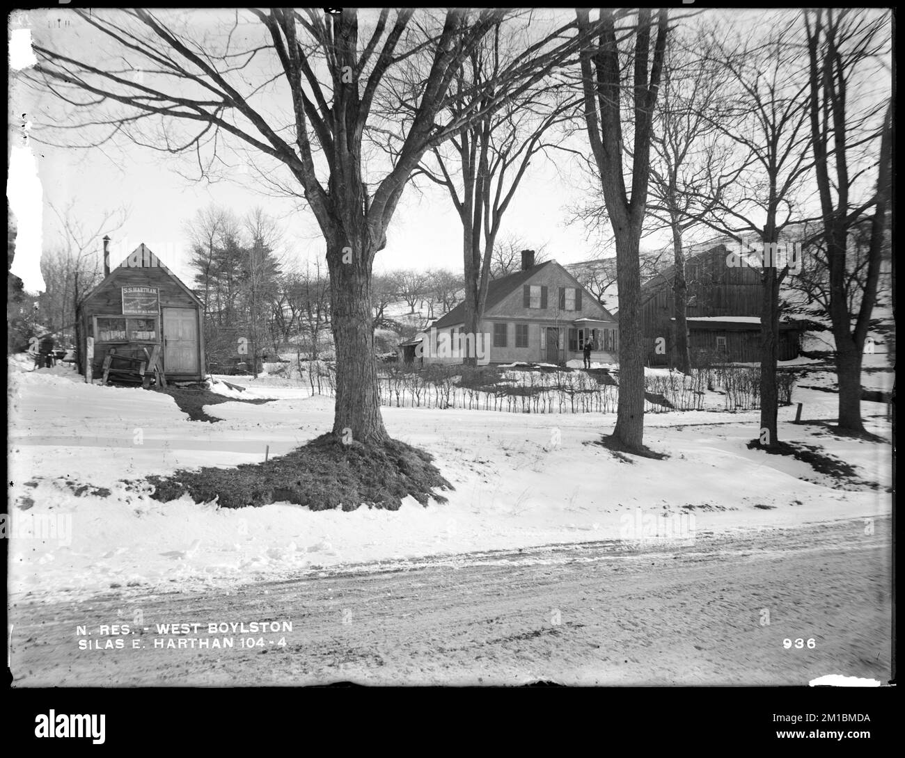 Wachusett Reservoir, Silas E. Harthan's buildings, on the east side of ...