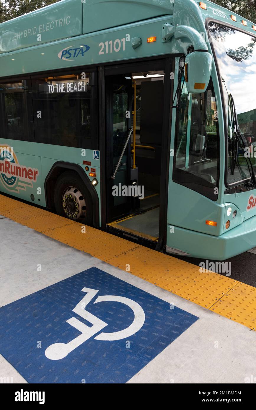 St Petersburg, Florida USA. 2022. New public passenger bus which ...