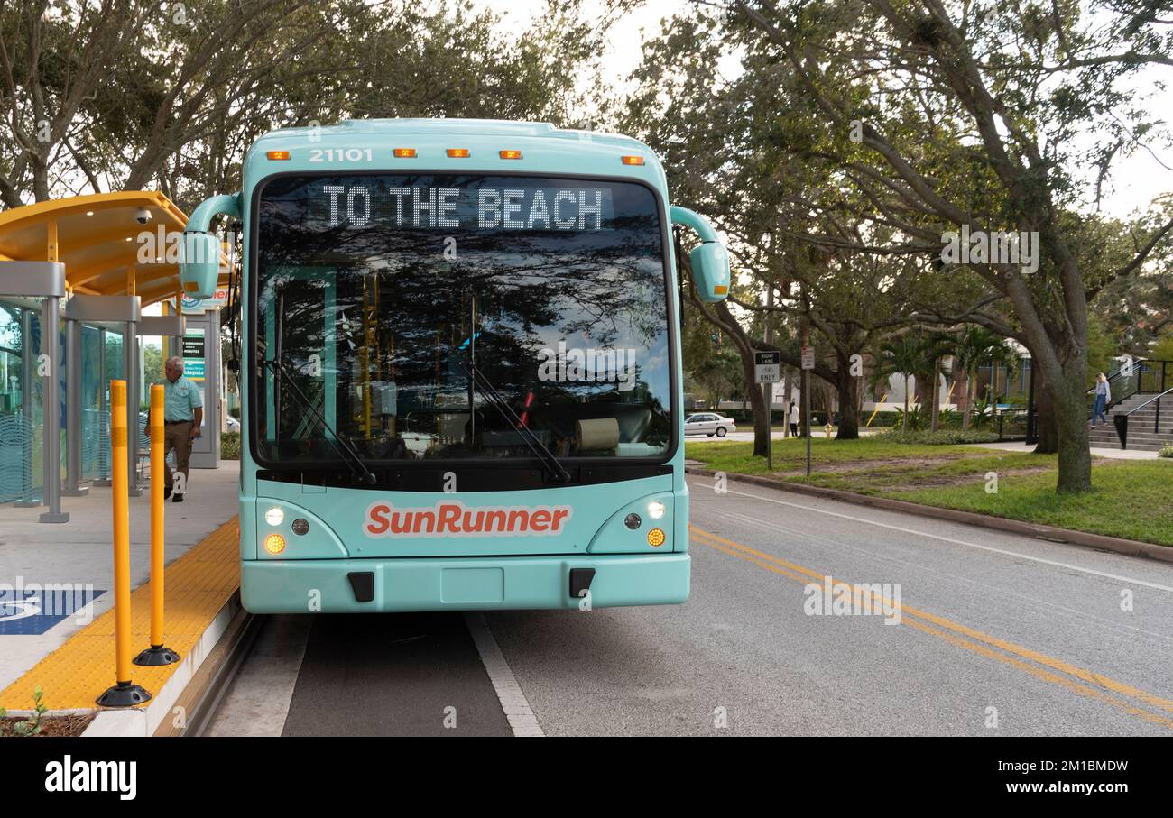 St Petersburg, Florida USA. 2022. New public passenger bus which ...
