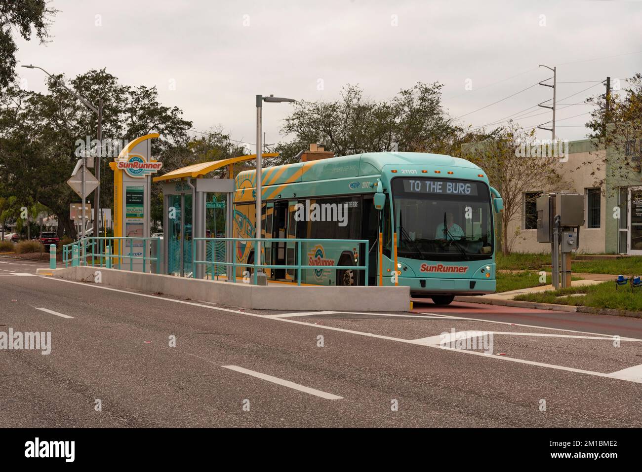 St Petersburg, Florida USA. 2022. New public passenger bus which ...