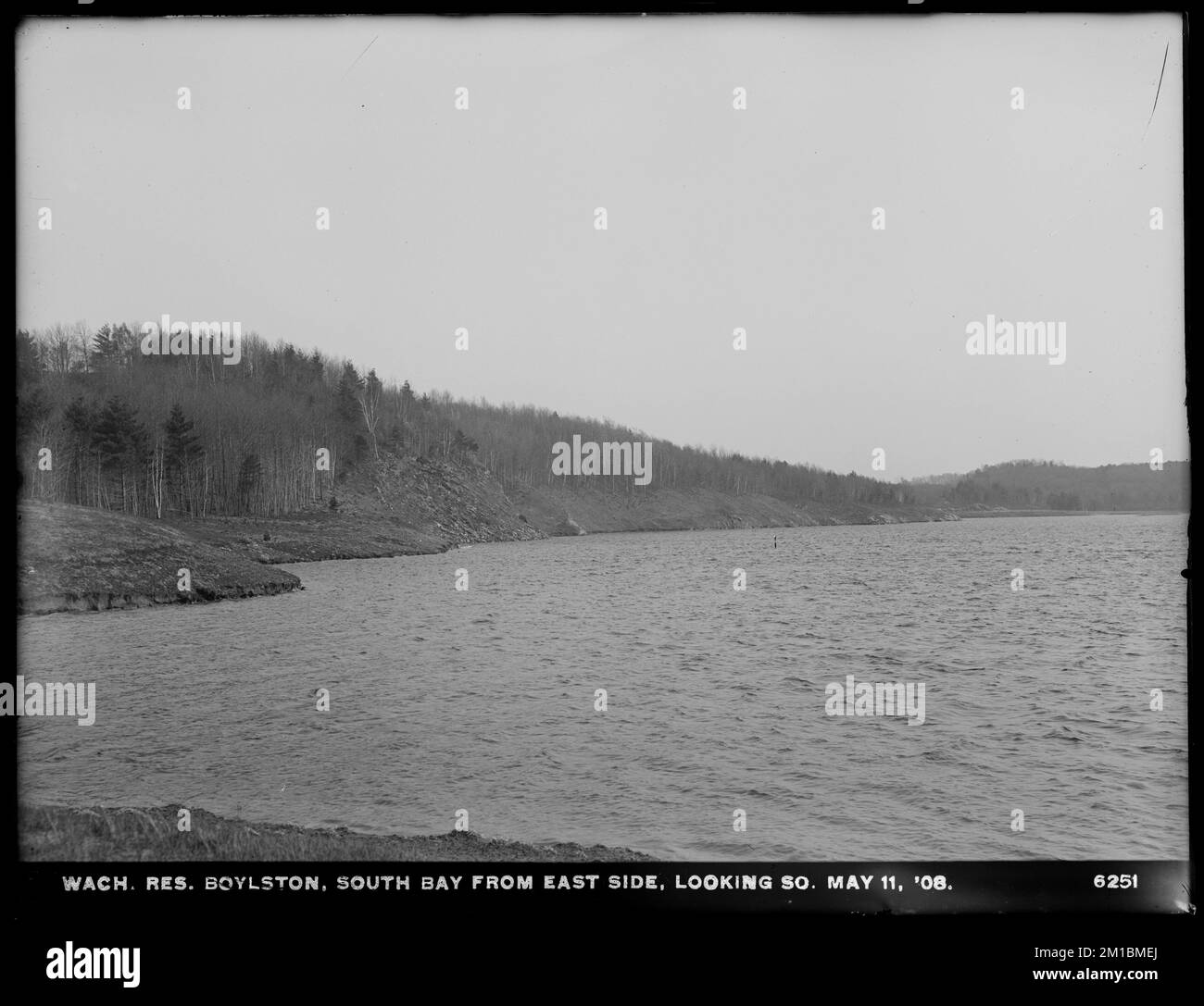 Wachusett Reservoir, South Bay from east side looking south, looking ...