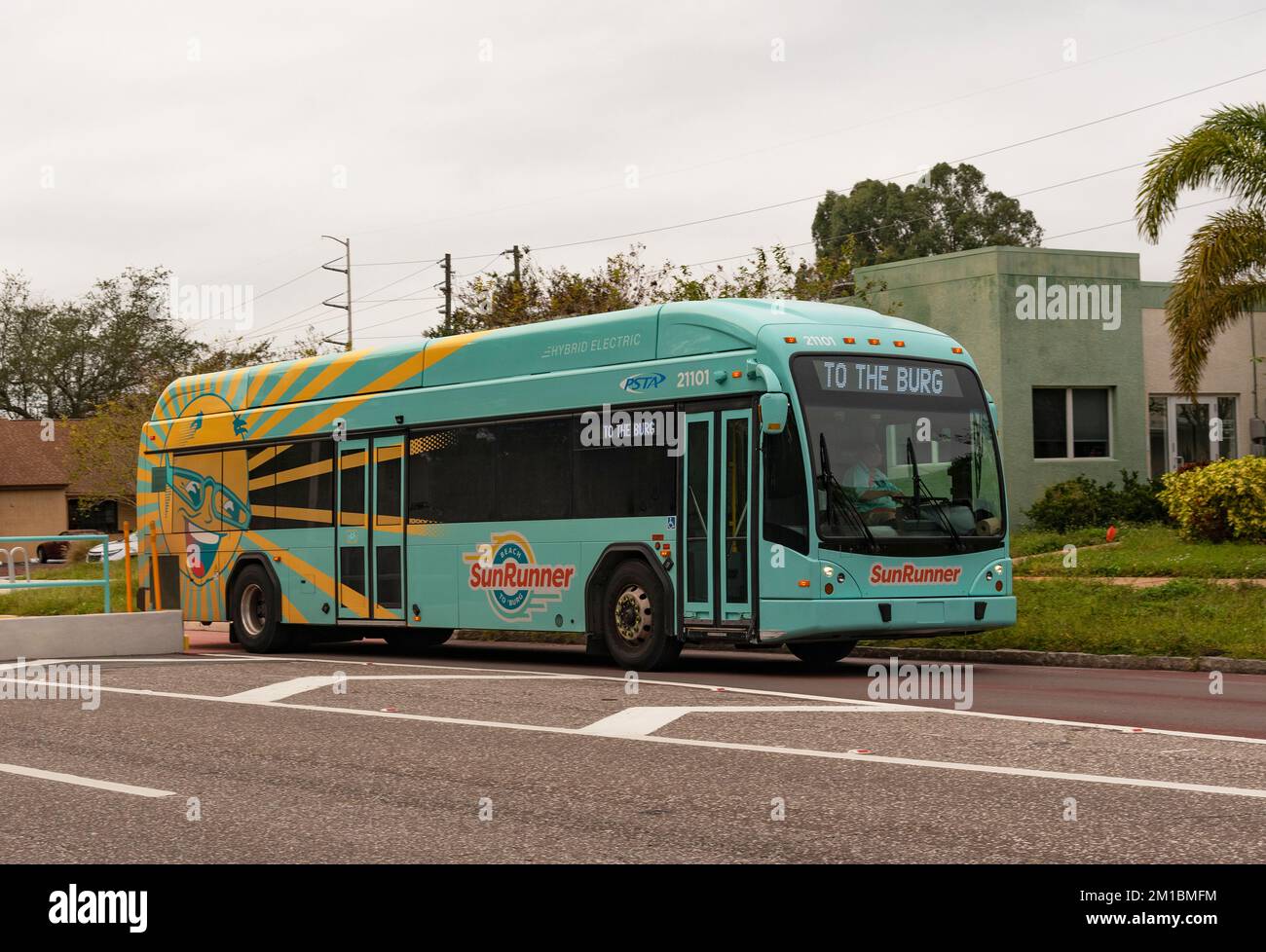 St Petersburg, Florida USA. 2022. New public passenger bus which ...