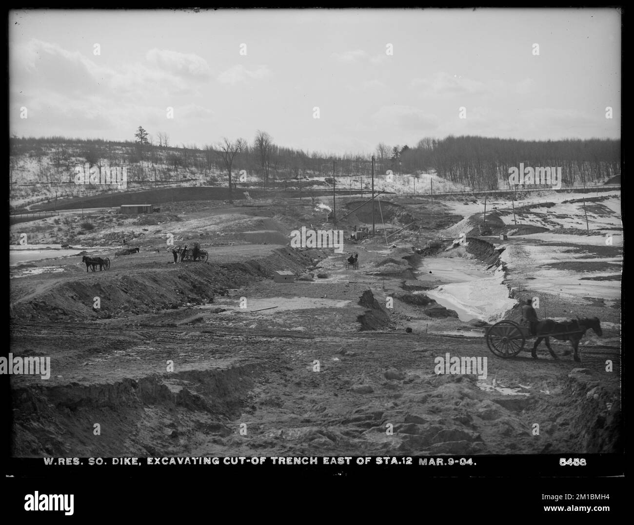 Wachusett Reservoir, South Dike, excavating cut-off trench, east of ...
