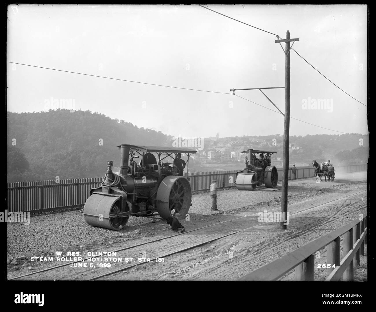 Wachusett Reservoir, steam roller, on Boylston Street, station 131 ...