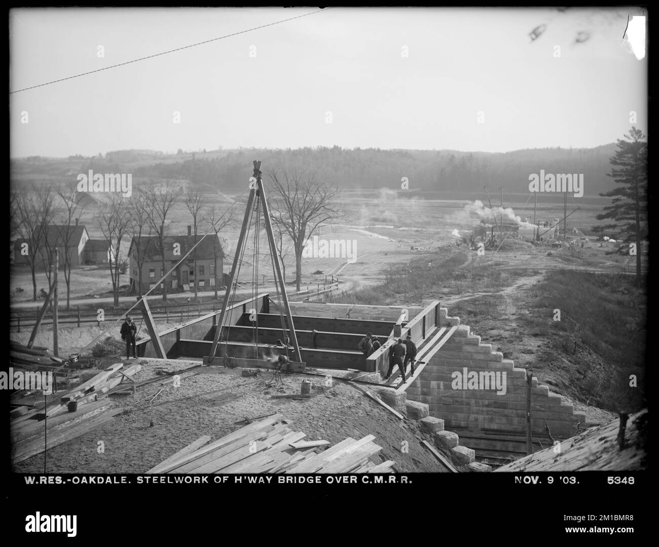 Wachusett Reservoir, steelwork of highway bridge over Central ...