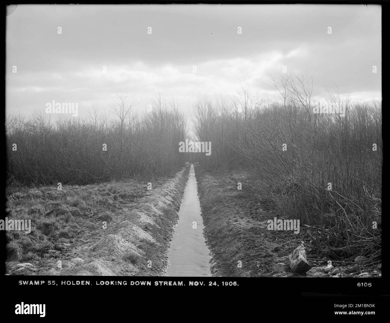 Wachusett Reservoir, Swamp No. 55, drainage ditch, looking downstream ...