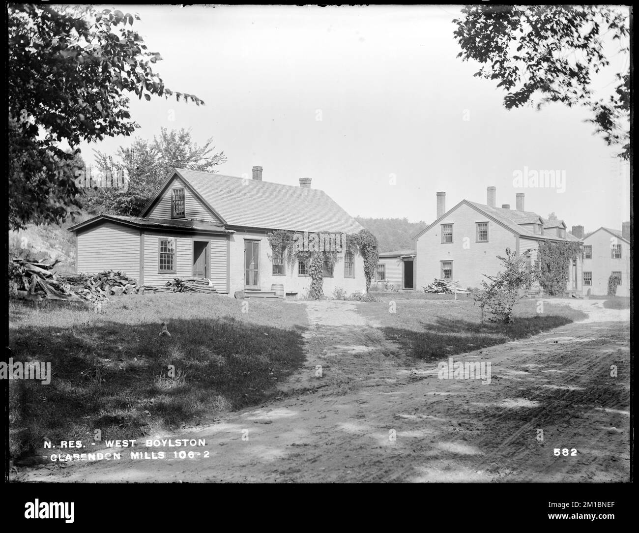 Wachusett Reservoir, two westerly houses of Clarendon Mills, on north ...