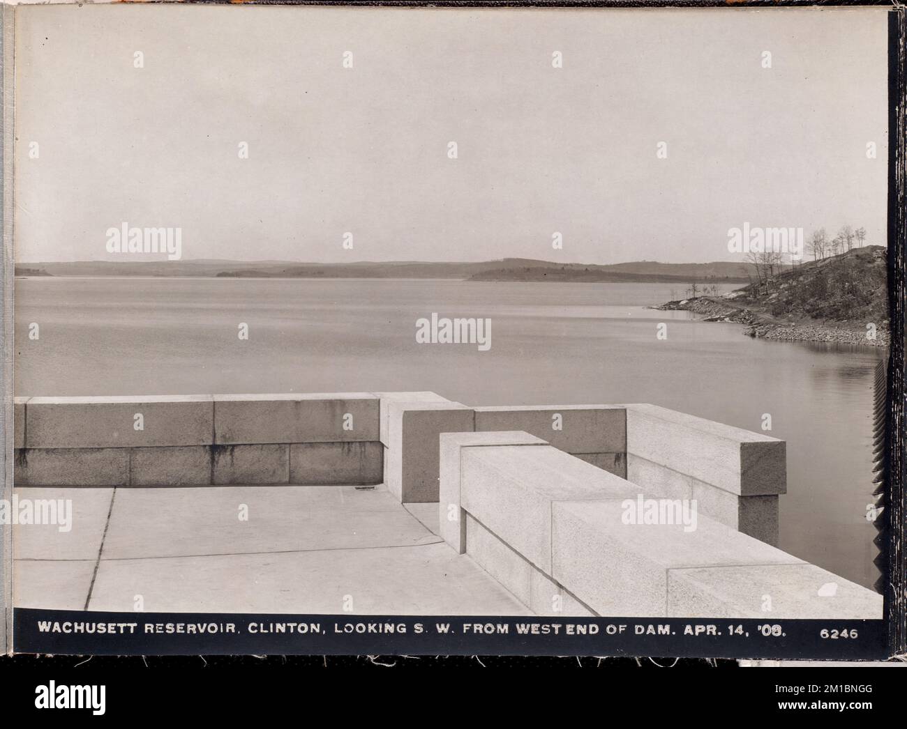 Wachusett Reservoir, view of reservoir from west end of dam, looking ...