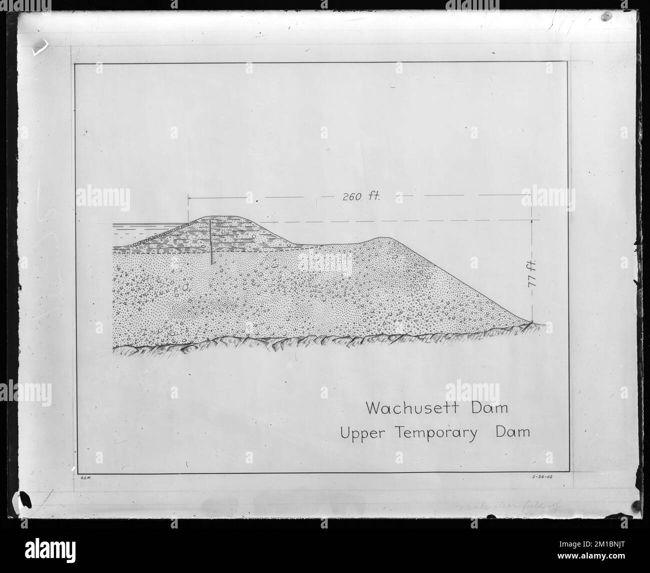 Wachusett Reservoir, Wachusett Dam, upper temporary dam (plan), Clinton ...