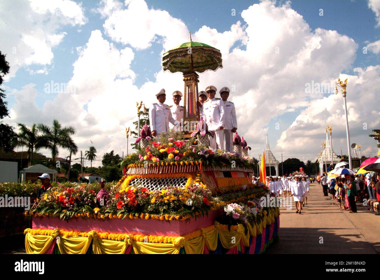 Traditional candles on traditional dreon parade in Tak Bat Dok Mai ...