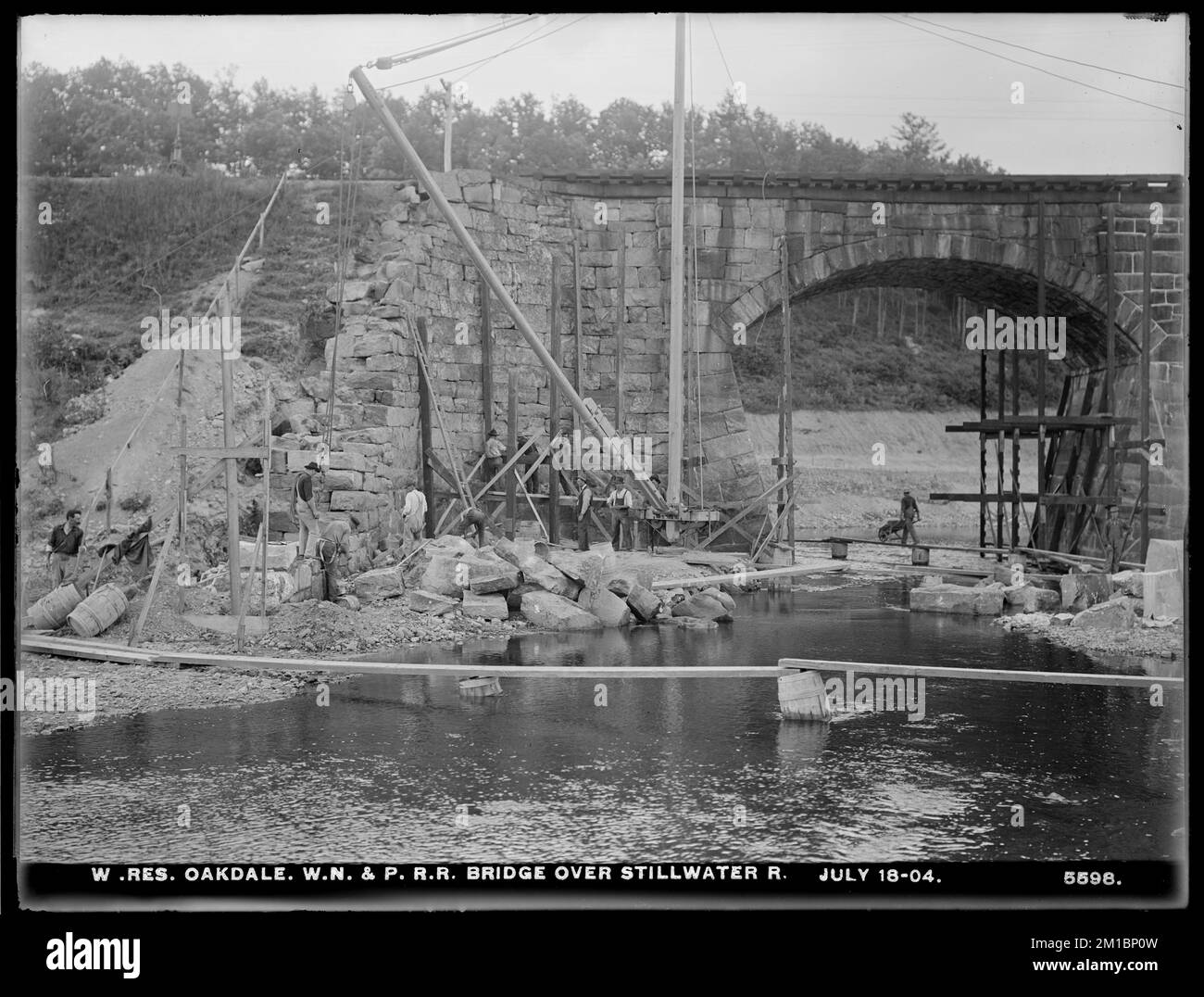 Wachusett Reservoir, Worcester, Nashua & Portland Railroad bridge over ...
