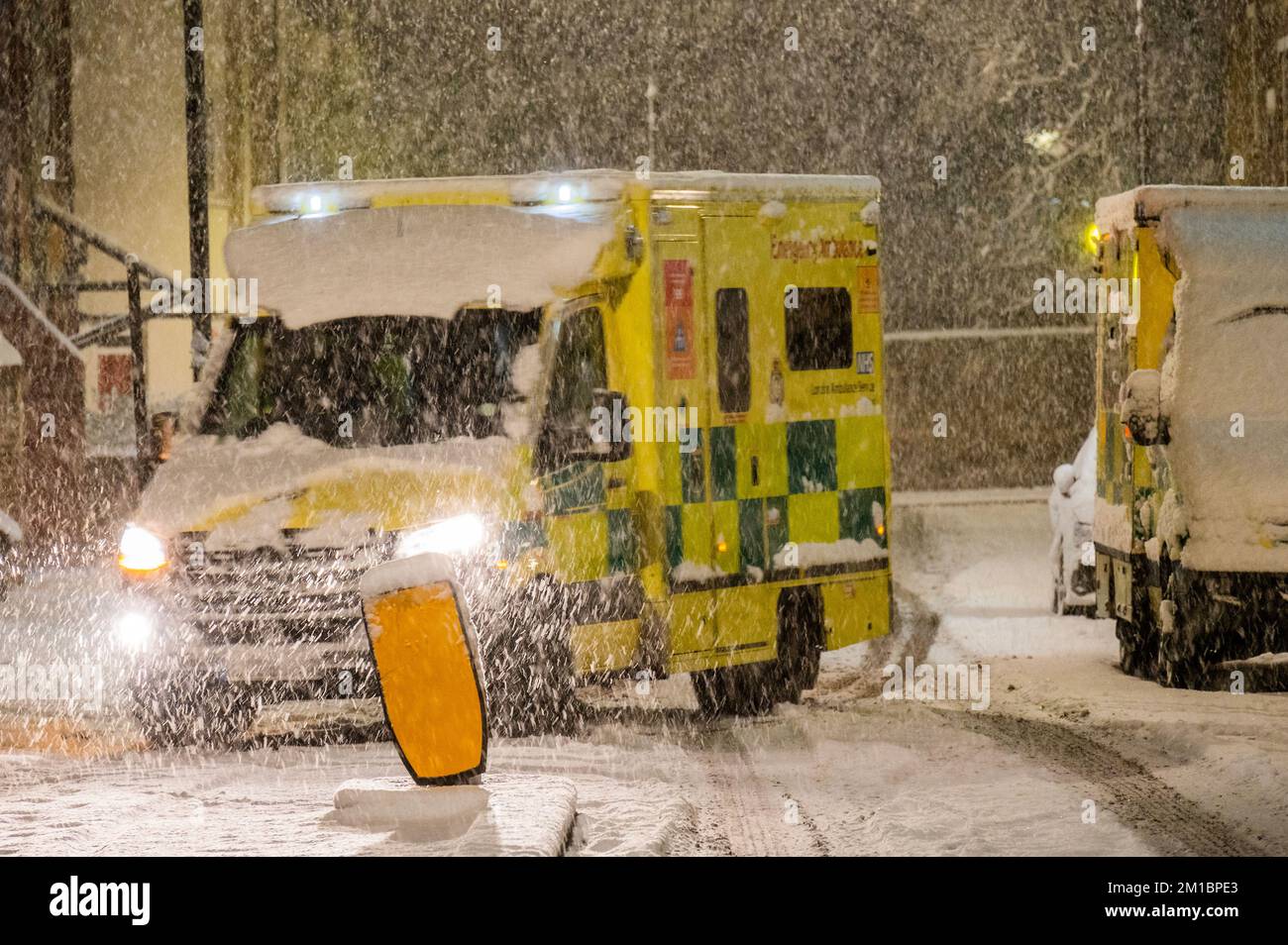 London, UK. 12th Dec, 2022. The emergency srvices, Ambulance and Fire ...