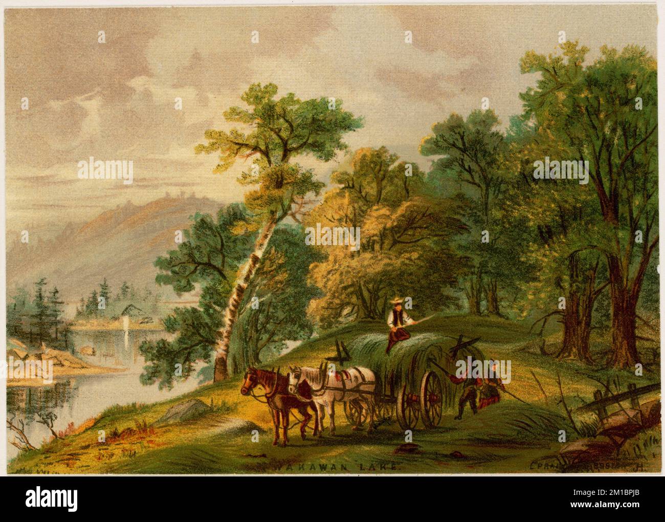 Wakawan Lake , Lakes & ponds, Carts & wagons, Horses, Trees. Louis ...