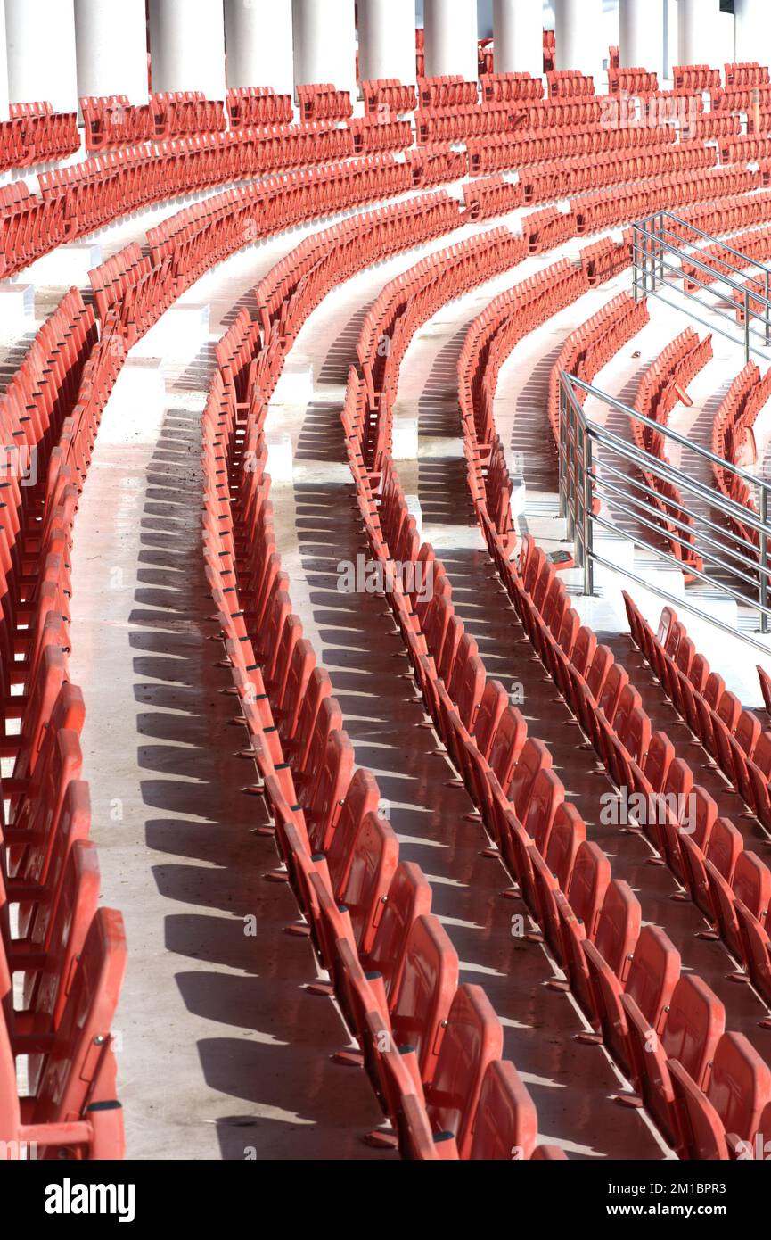 Colorful of stadium seats in texture or background Stock Photo - Alamy