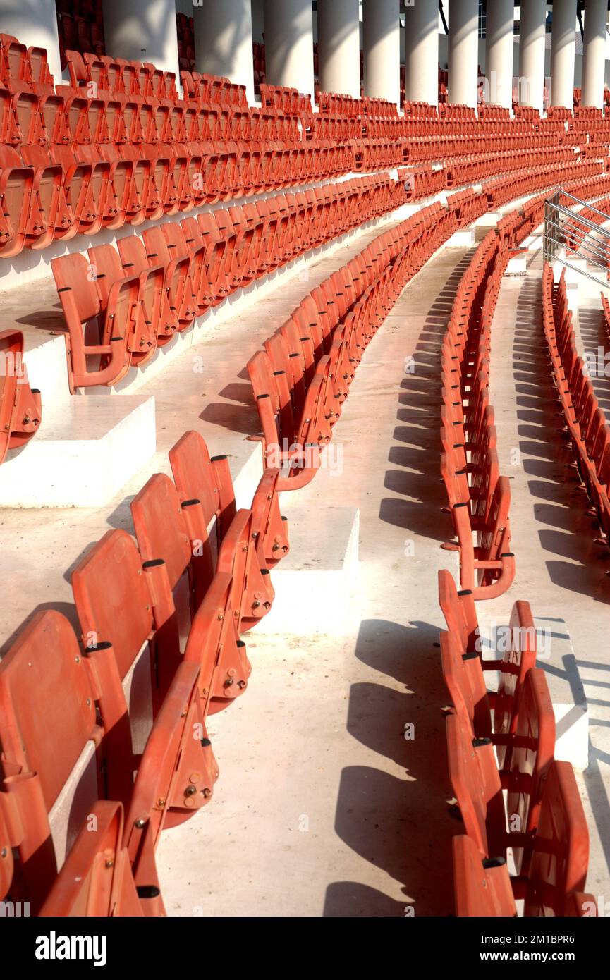 Colorful of stadium seats in texture or background Stock Photo - Alamy