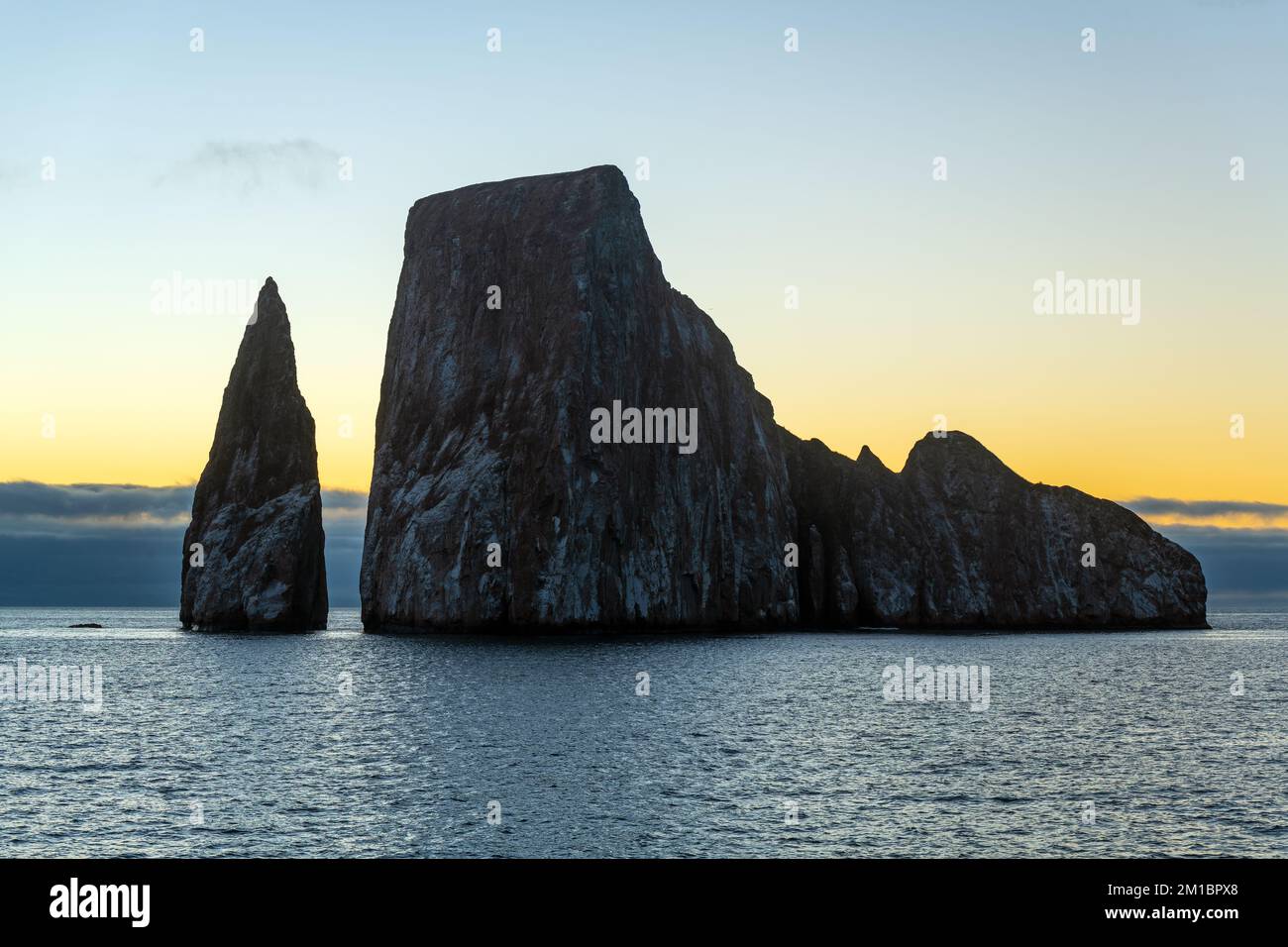 Kicker Rock at sunset by San Cristobal island, Galapagos national park ...