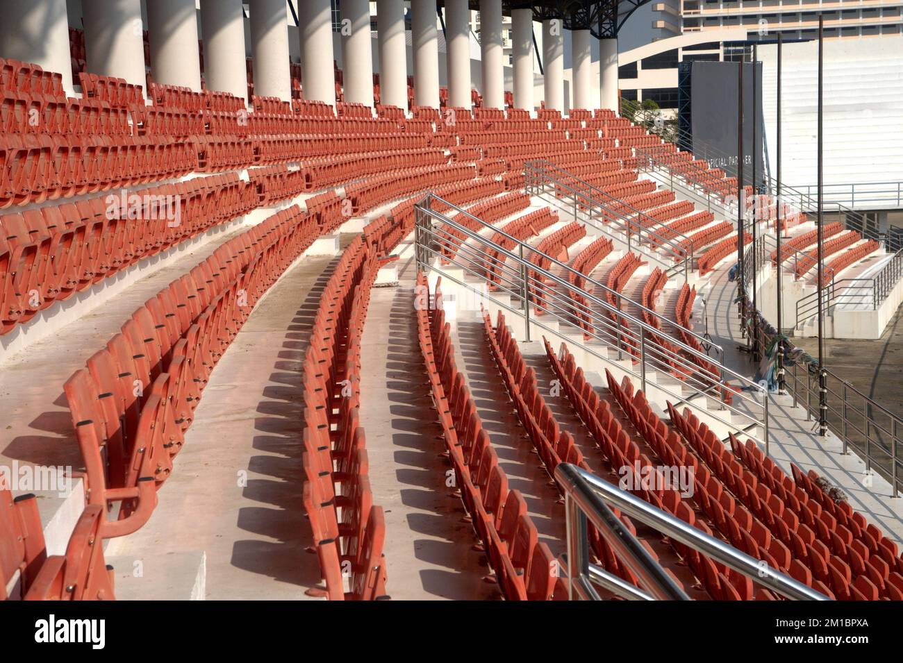 Colorful of stadium seats in texture or background Stock Photo - Alamy