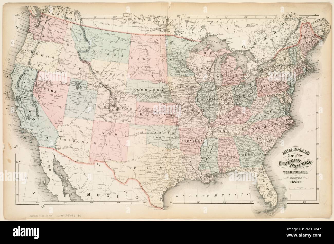Walling and Gray's map of the United States and territories , United ...