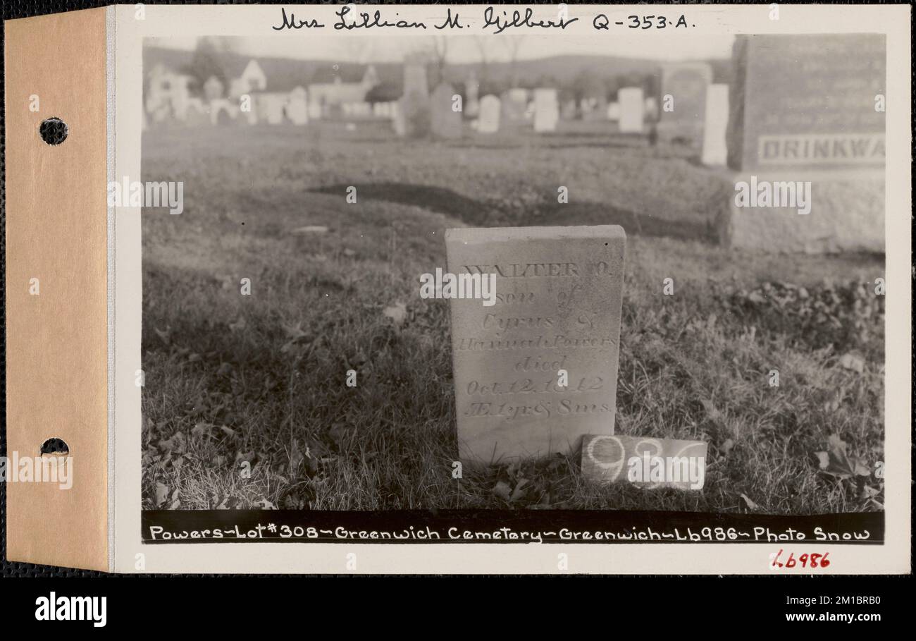 Walter O. Powers, Greenwich Cemetery, Old section, lot 308, Greenwich ...