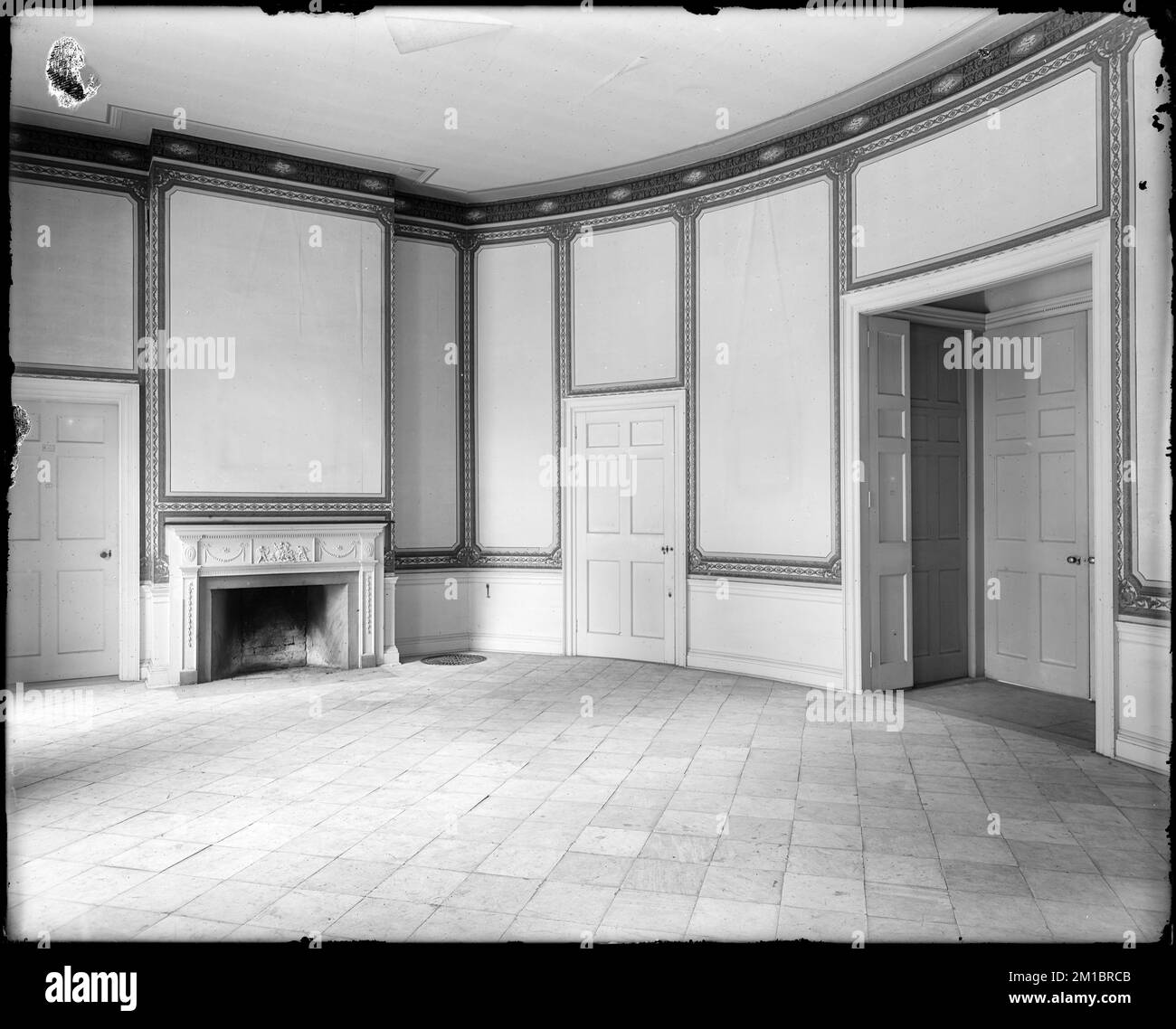 Waltham, interior detail, reception hall, Governor Gore Mansion, 1799 ...