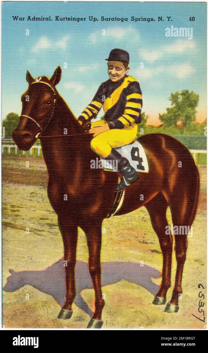 War Admiral, Kurtsinger Up, Saratoga Springs, N. Y. , Tichnor Brothers ...