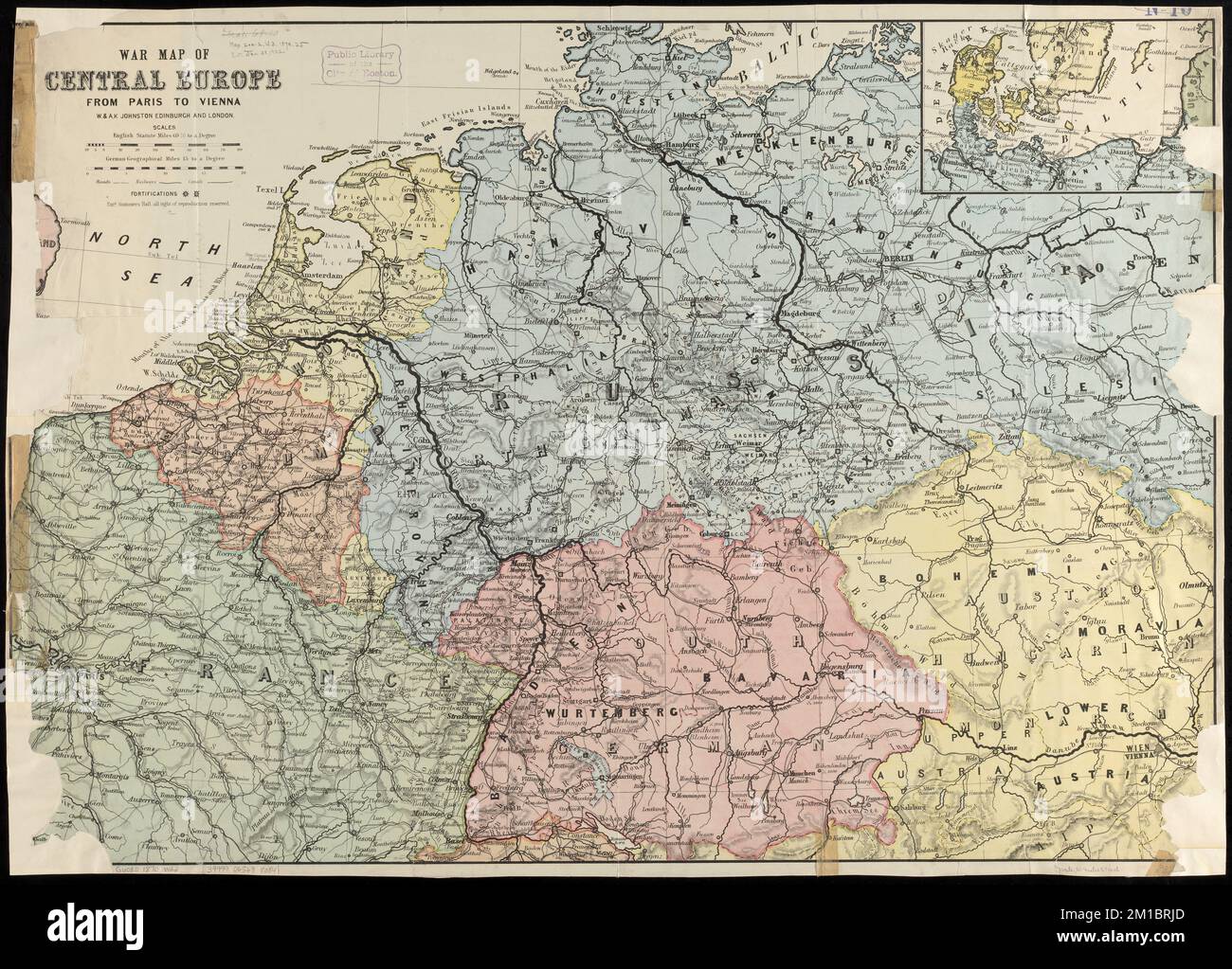 War map of Central Europe from Paris to Vienna , Franco-Prussian War, 1870-1871, Maps, Europe ...