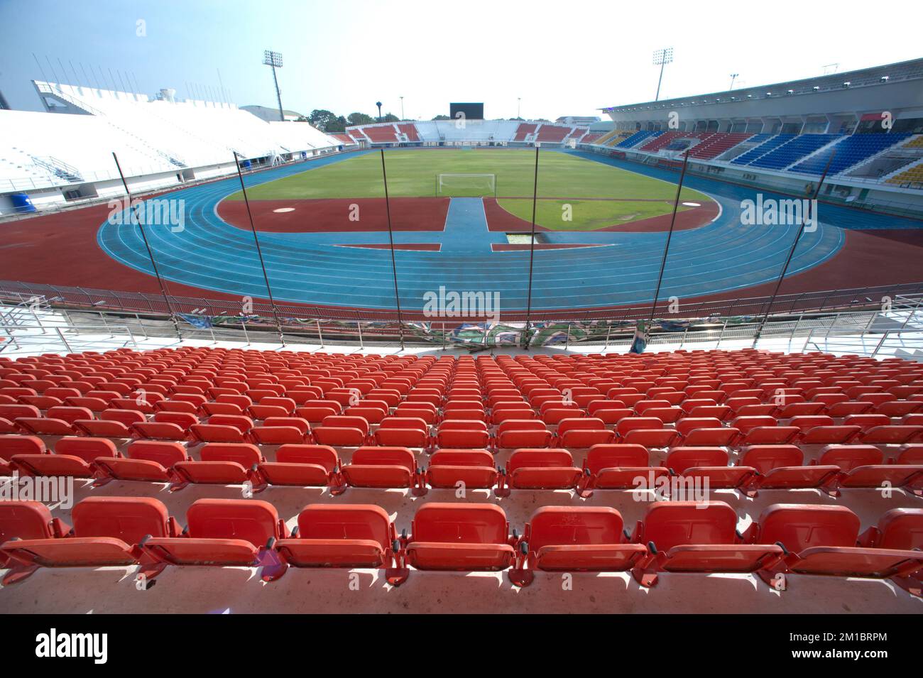 Colorful of stadium seats in texture or background Stock Photo - Alamy