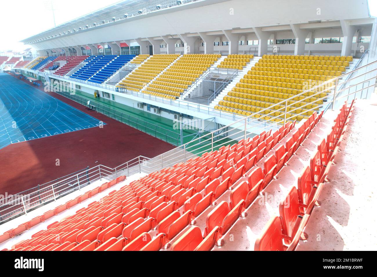 Colorful of stadium seats in texture or background Stock Photo - Alamy