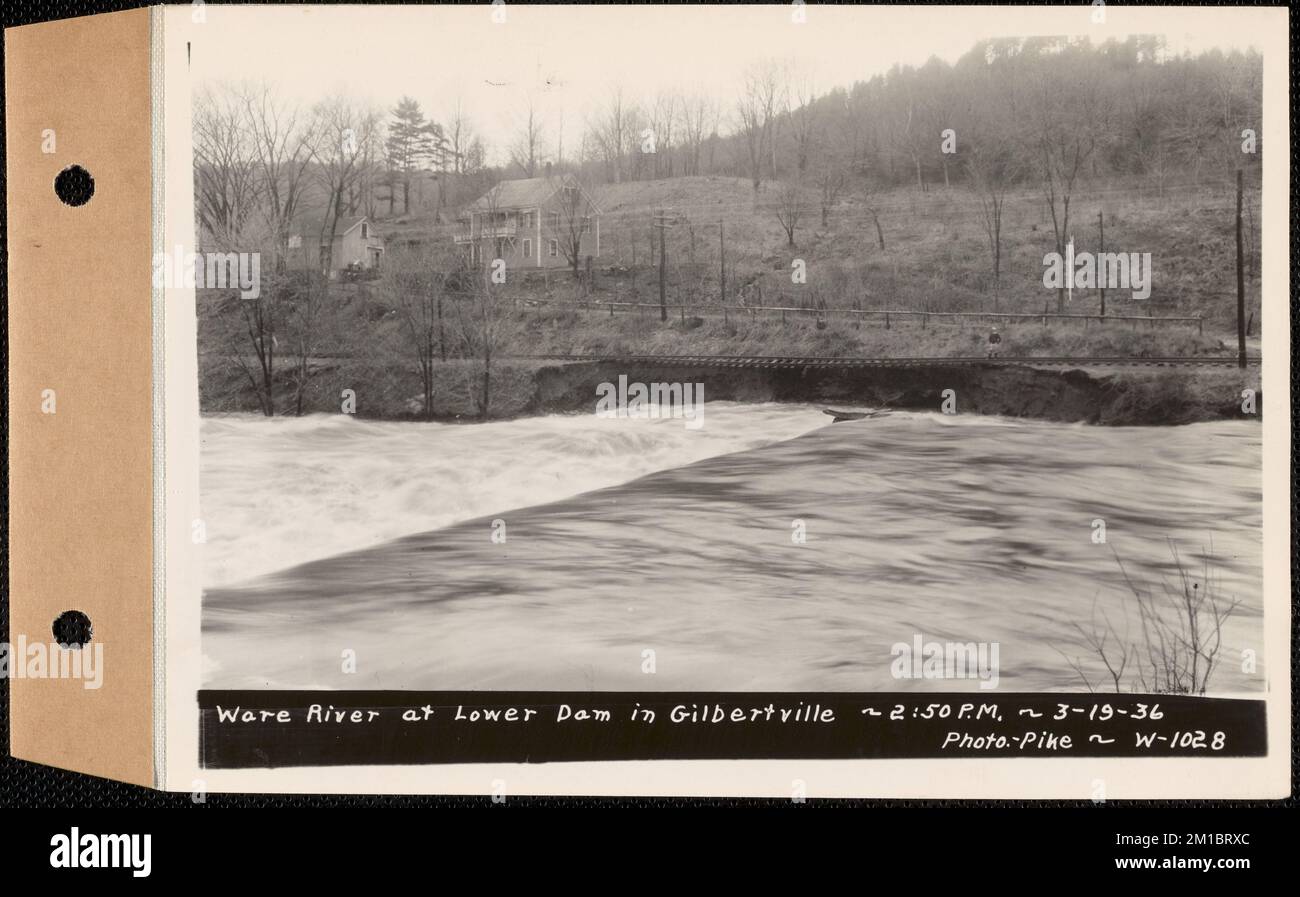 Ware River at lower dam, Gilbertville, Hardwick, Mass., 2:50 PM, Mar ...
