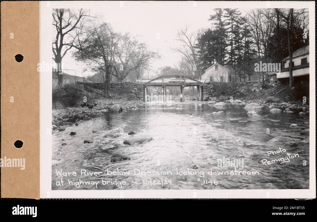 Ware River below diversion, looking downstream at highway bridge, Ware ...