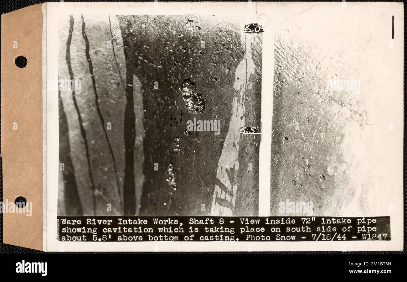 Ware River Intake Works, Shaft #8, view inside 72' intake pipe showing ...